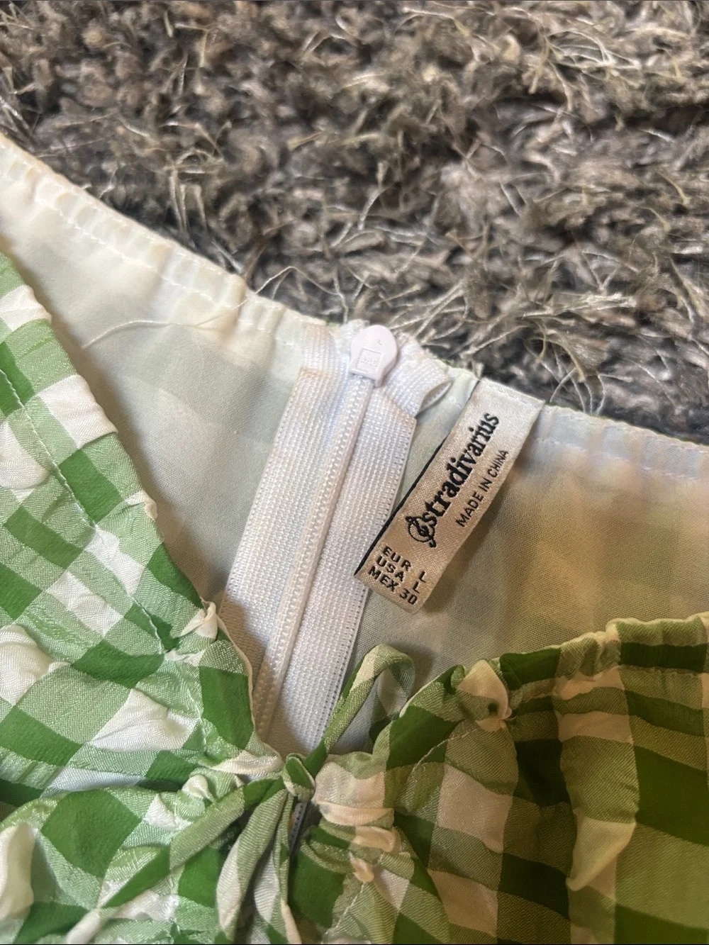 stradivarius | Dresses | Green Gingham Offshoulder Mini Dress | Poshmark